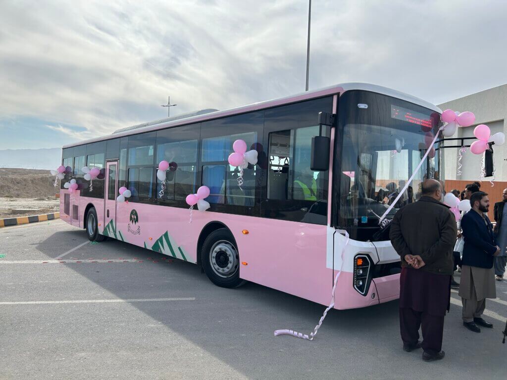 First Pink Bus Service Launched For Women In Balochistan, Bugti Inaugurates